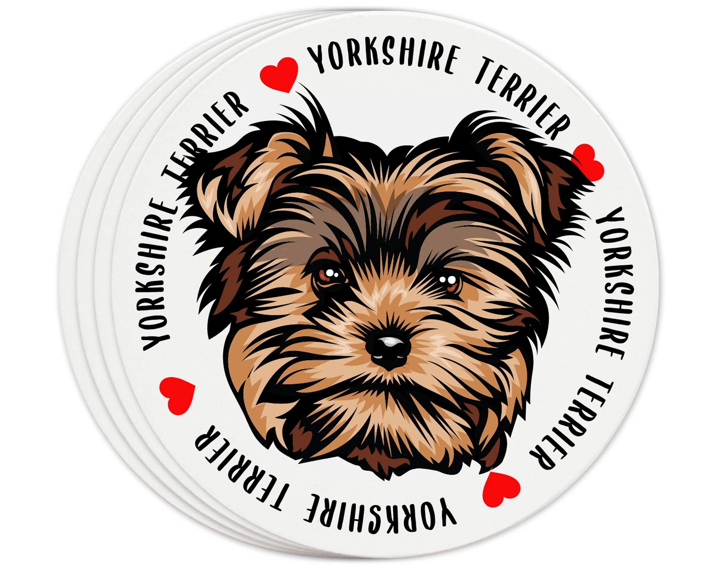 [Set of 4] 4 inch Round Premium Absorbent Ceramic Dog Lover Coasters ...