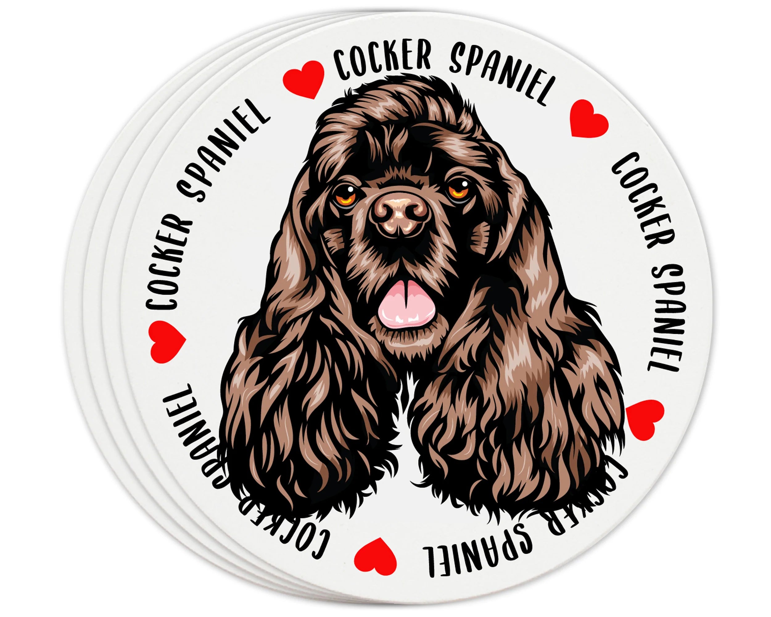 [Set of 4] 4 inch Round Premium Absorbent Ceramic Dog Lover Coasters ...